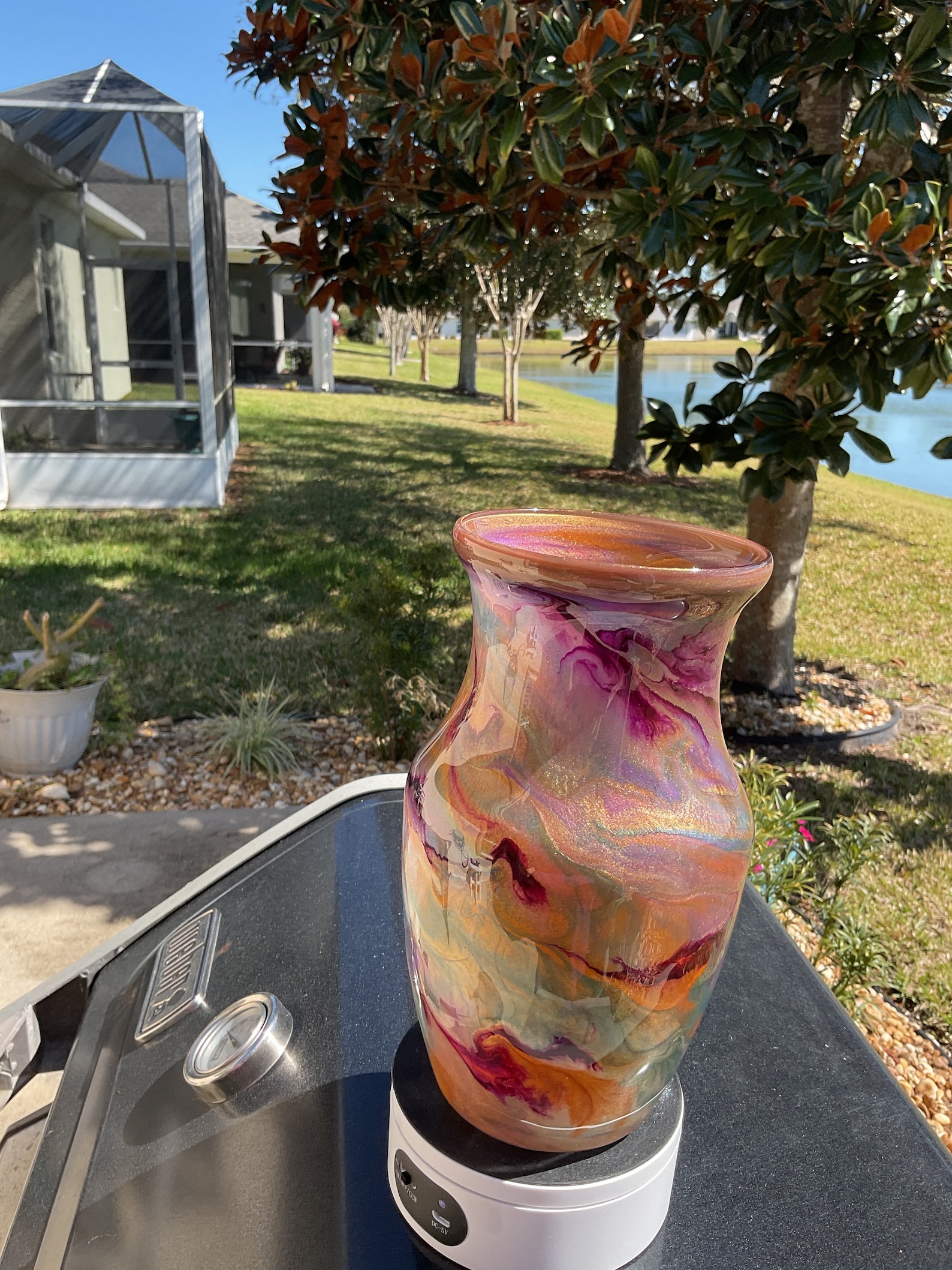 Hand Painted Geode Style Medium Large Vase Study in Earth Tones Made ...