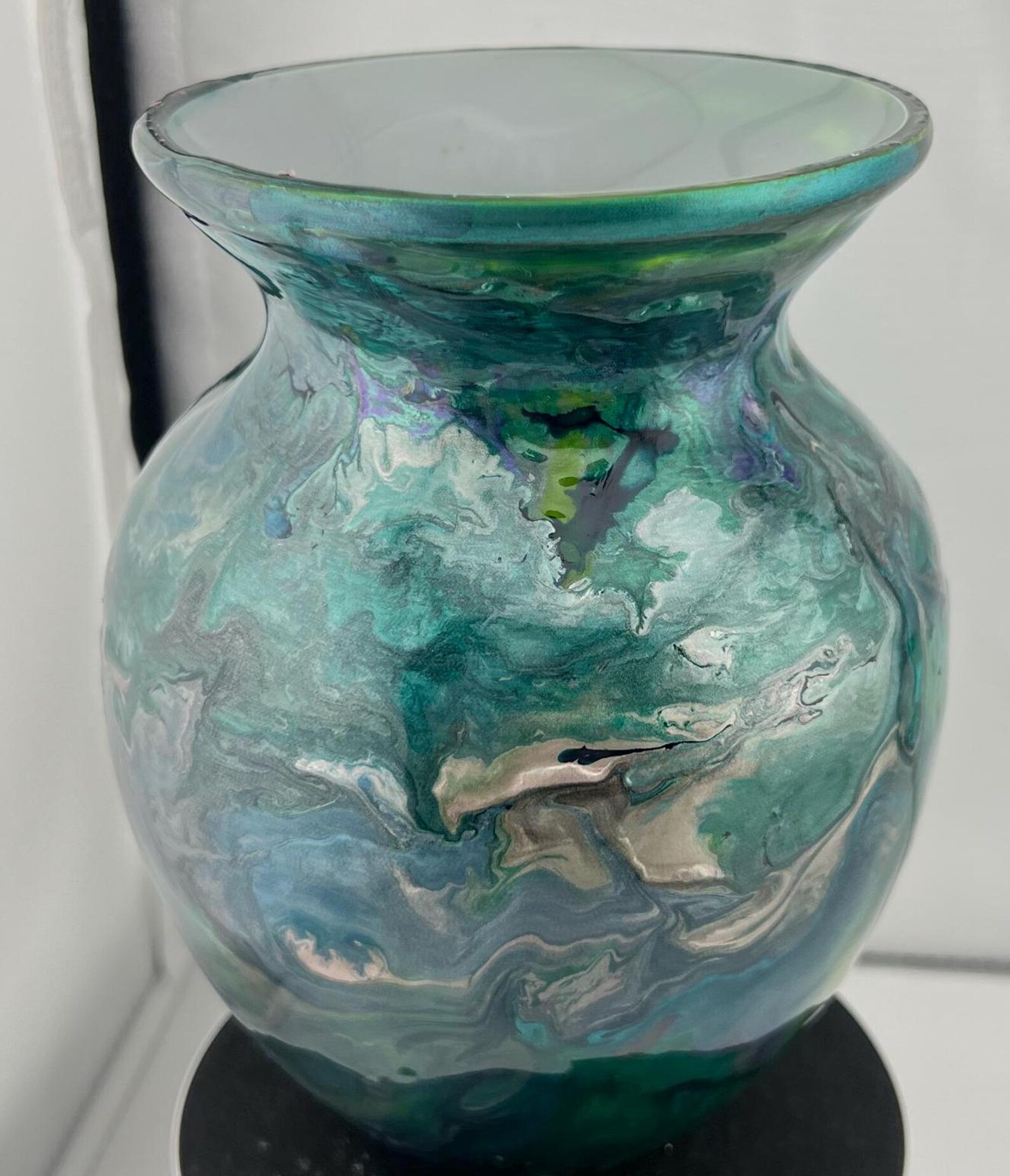 Flower Vase, Glass Vase, Unique Combination of Colors, Greens and Multi ...