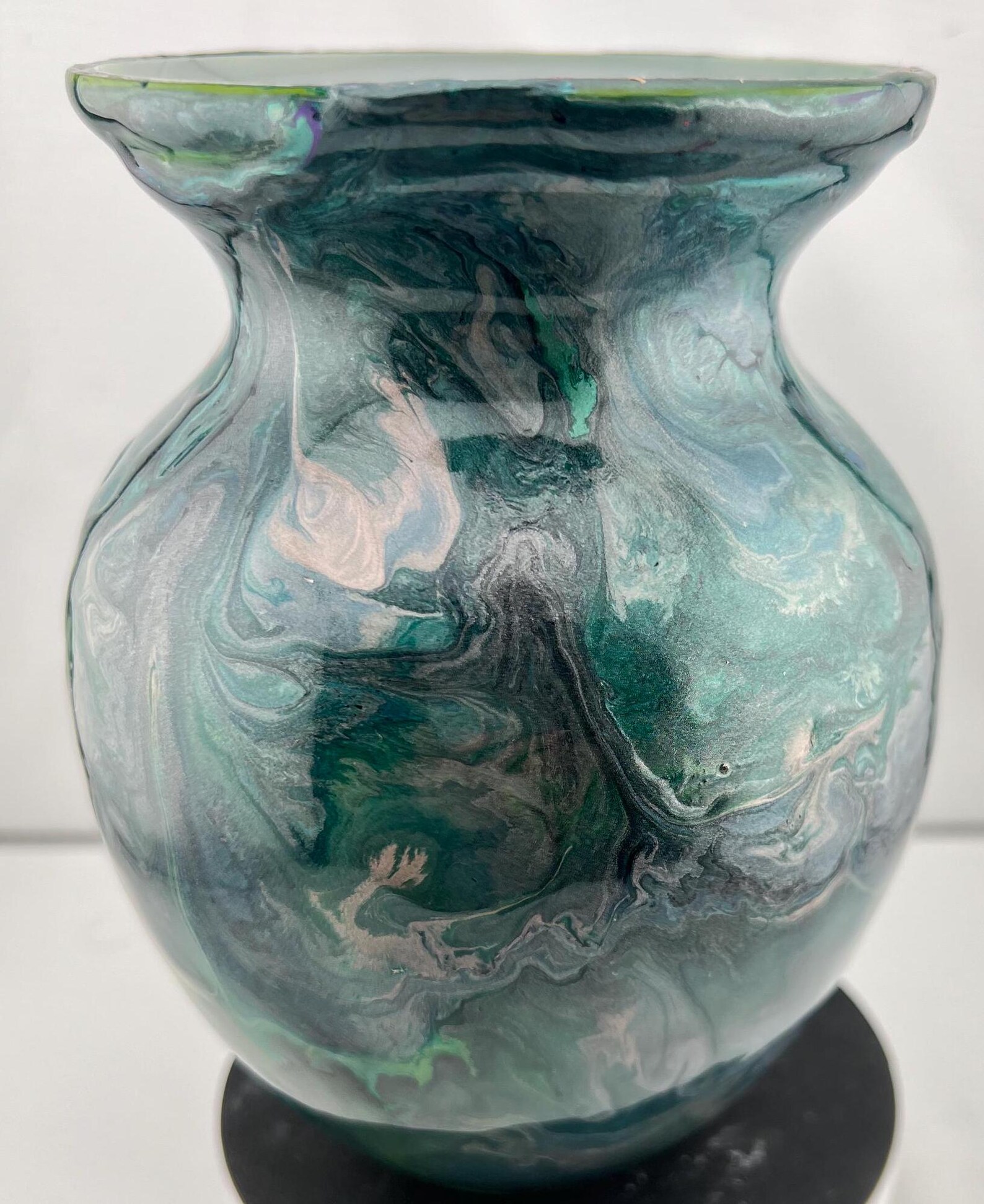 Flower Vase, Glass Vase, Unique Combination of Colors, Greens and Multi ...