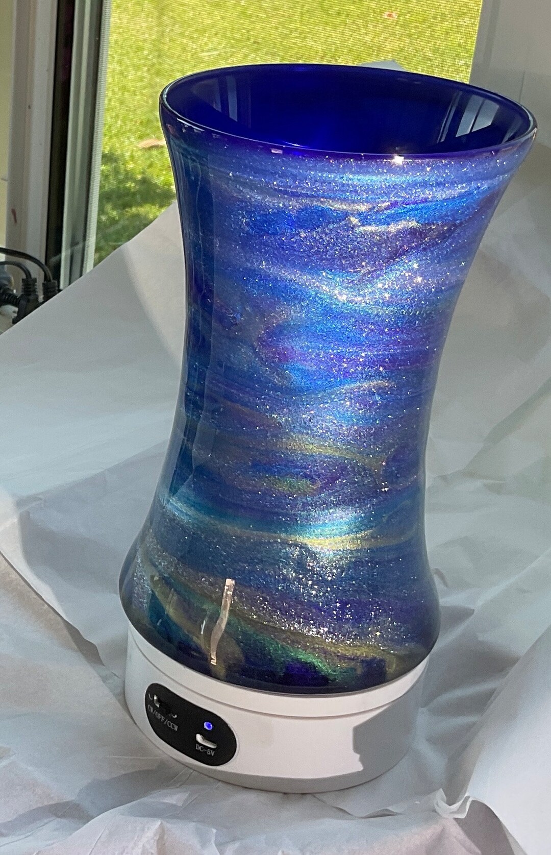 Glass Resin VASE, Hand Painted,diamond DUST, Decor for Years, Glass ...