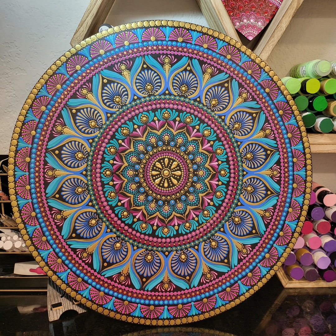 Round Custom Made Mandalas and Dot Art, Wall Décor, Home Décor, Yoga ...