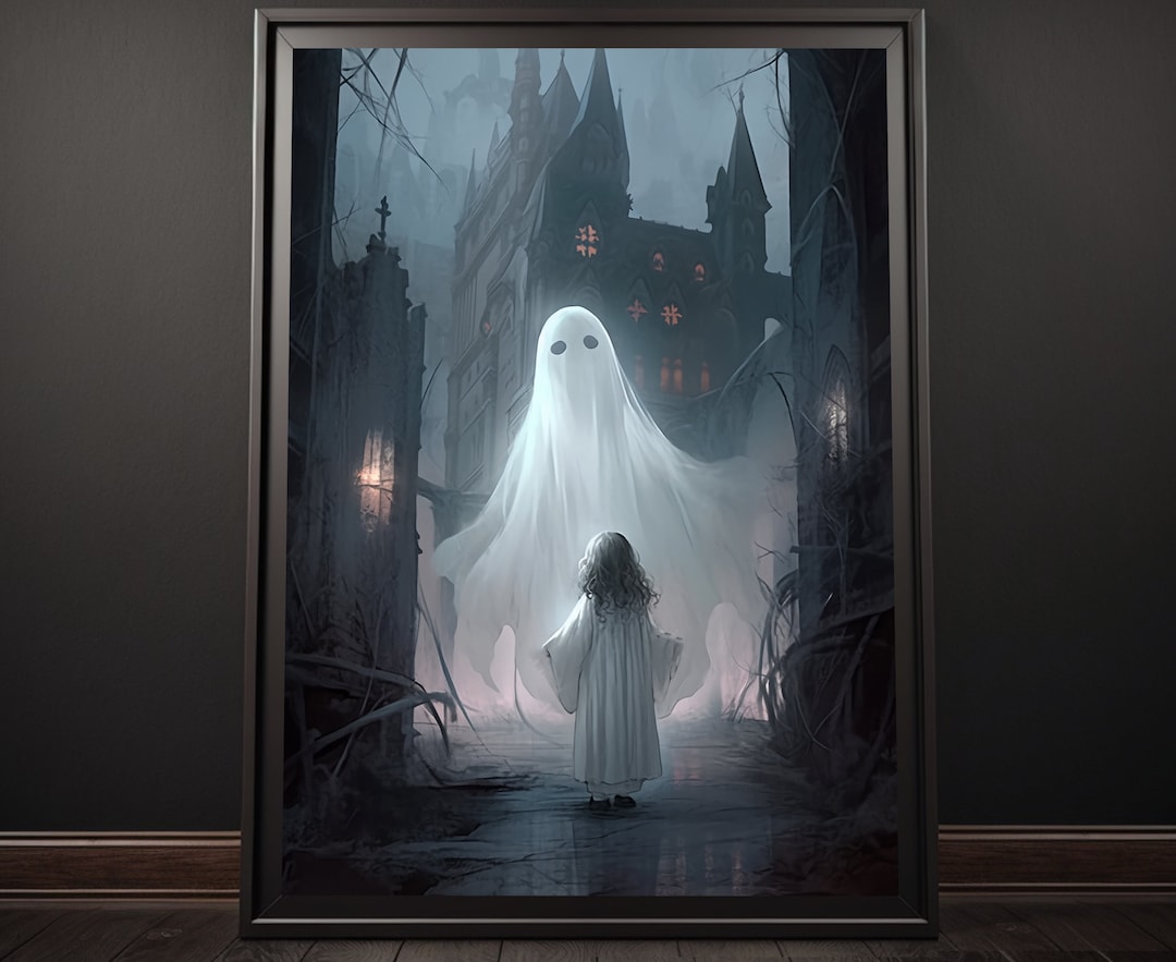 A Girl & A Ghost Poster Print, Cute Ghost Wall Art, Ghost Décor, Ghost ...