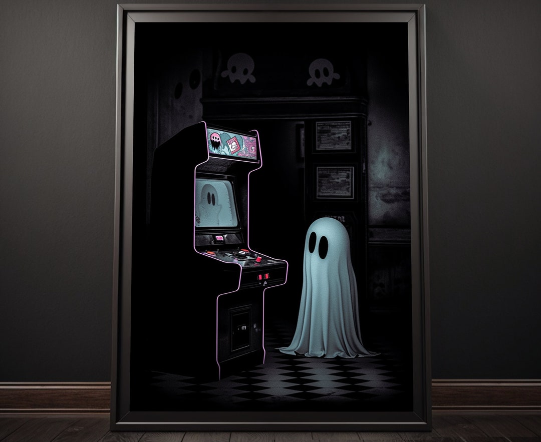 Ghost Arcade Poster Print, Ghost Wall Art, Spooky Ghost Lover Gift ...