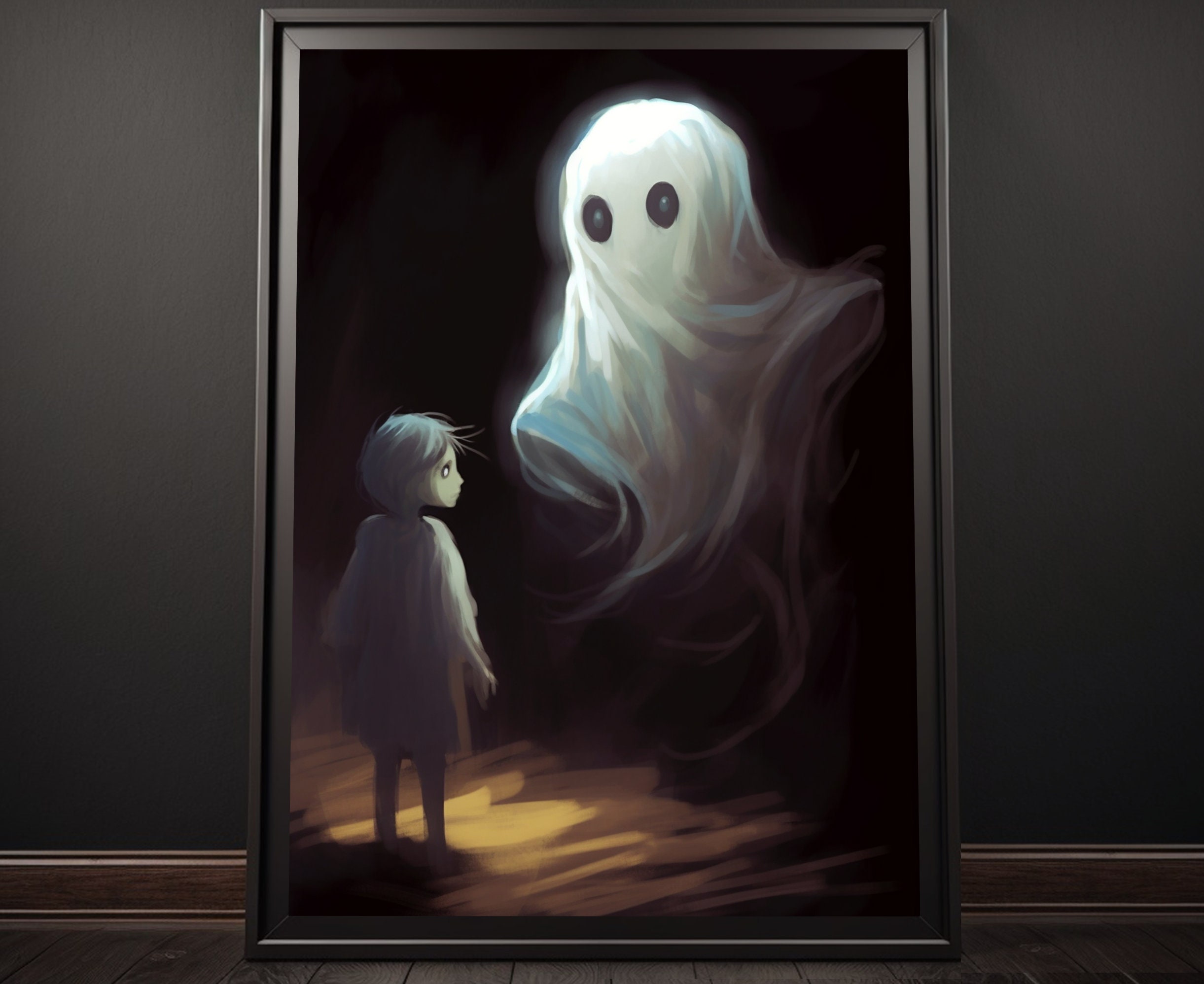 A Girl & A Ghost Poster Print, Cute Ghost Wall Art, Ghost Decor, Ghost ...