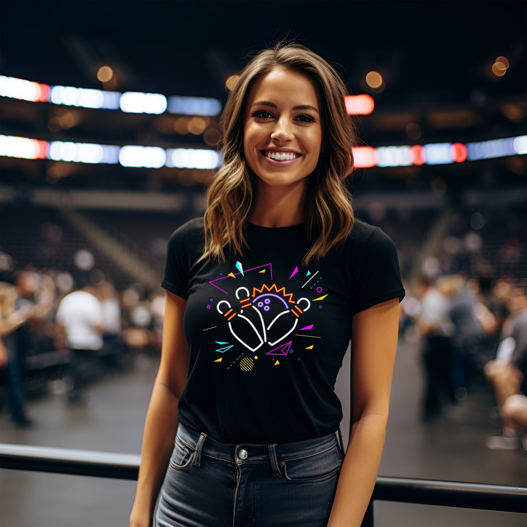 80s Retro Neon Bowling Tshirt, Bowling Lover Graphic Apparel, Bowling ...