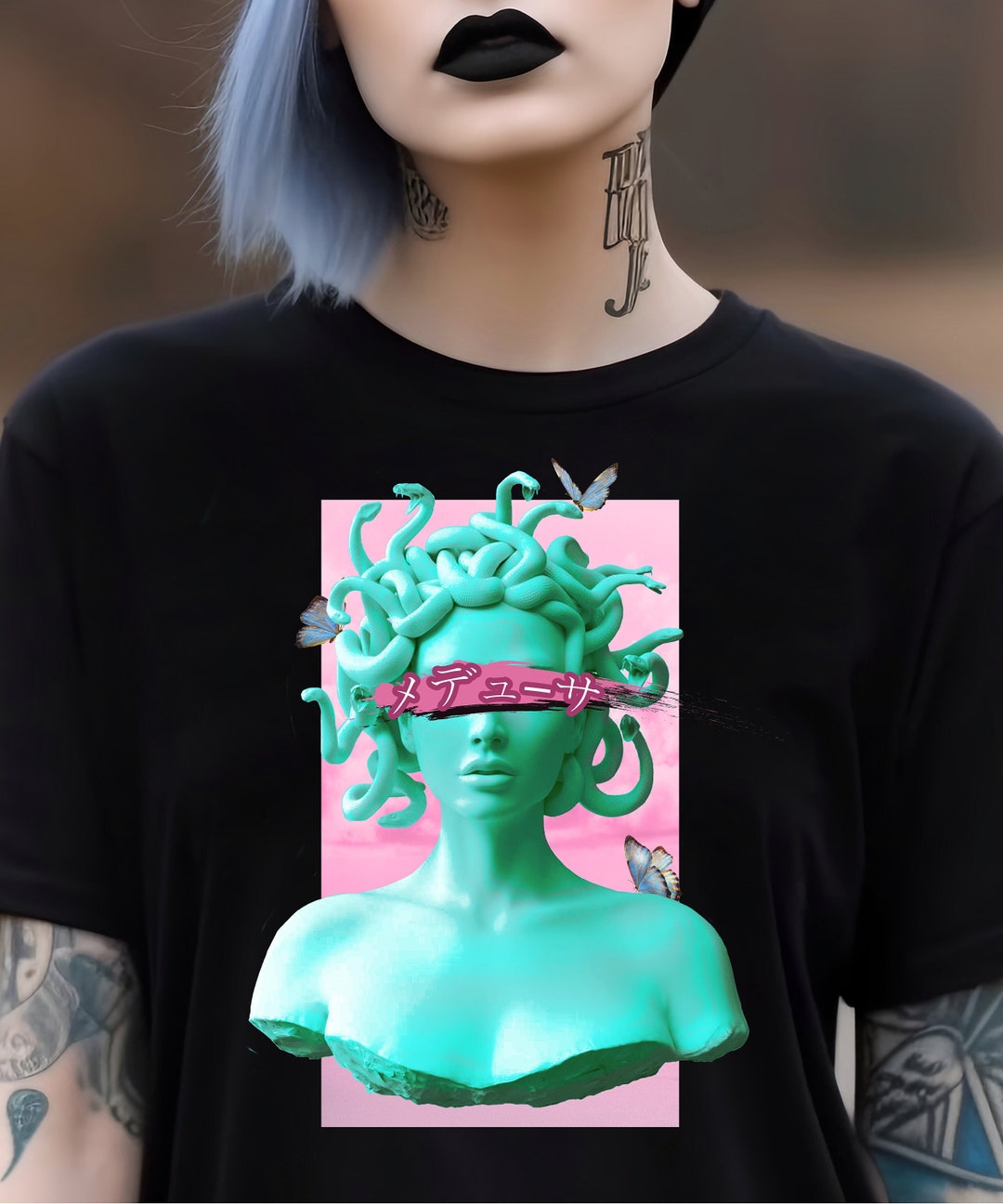 Japanese Medusa T-shirt, Greek Mythology Graphic Apparel, Greek Goddess ...