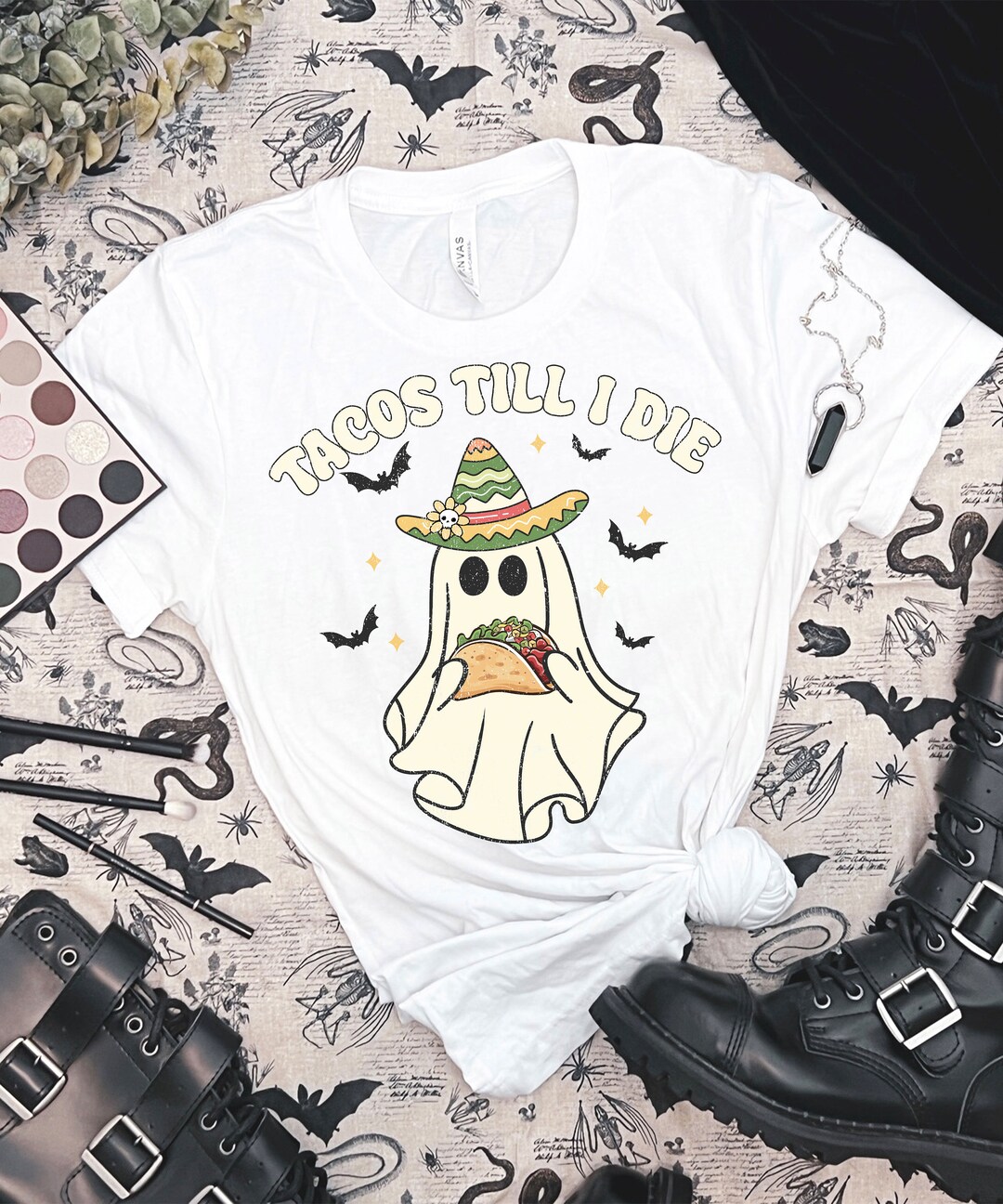 Taco Ghost T-shirt, Creepy Cute Graphic Apparel, Spooky Taco Halloween ...