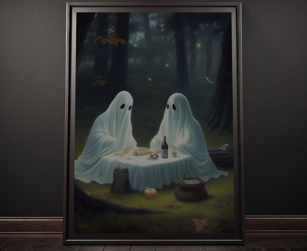 Ghosts Having a Picnic Poster, Ghost Wall Art, Ghost Home Décor, Ghost ...