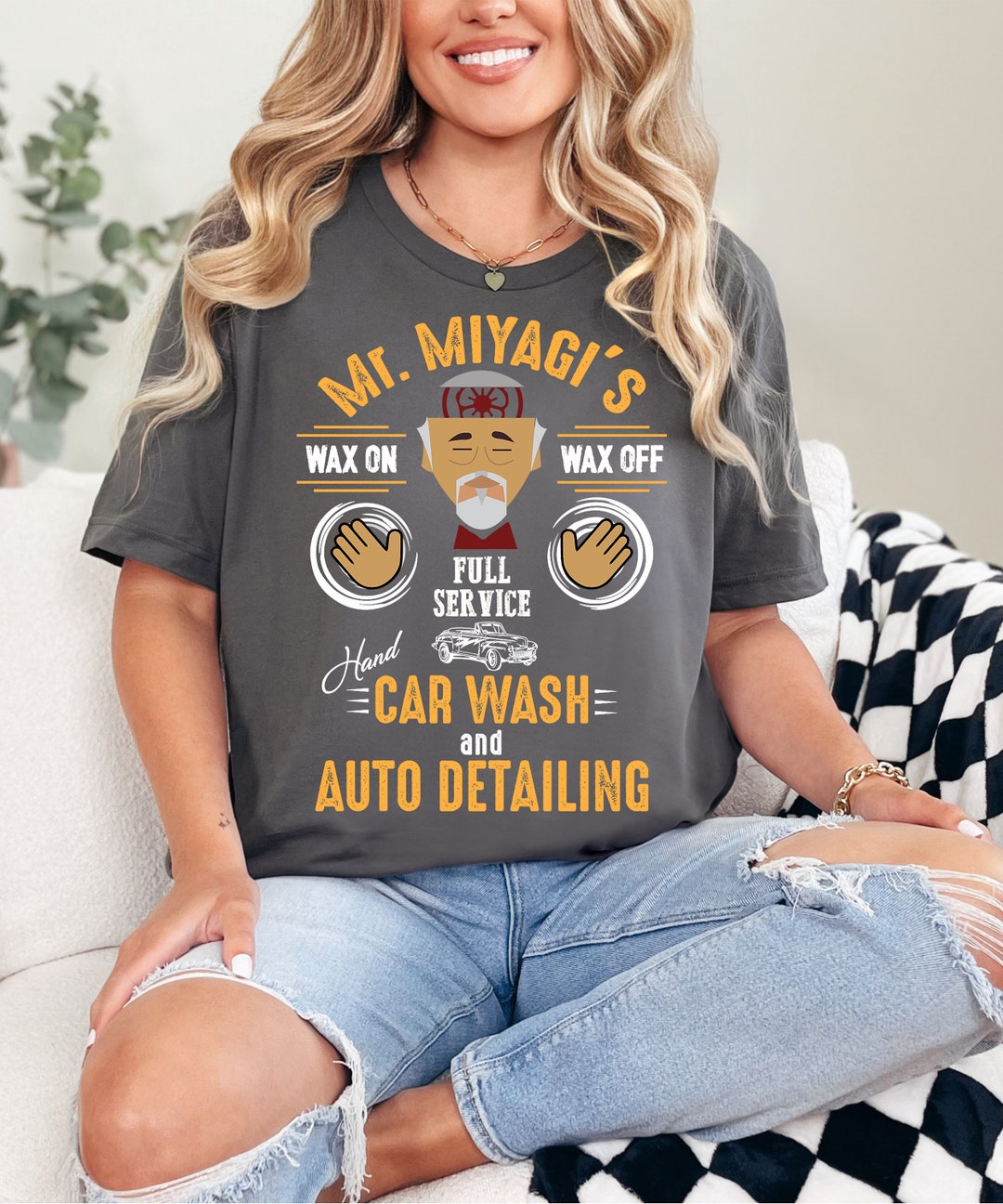 Mr Myagi Wax on Wax off T-shirt, Funny Car Lover Graphic Apparel, Auto ...
