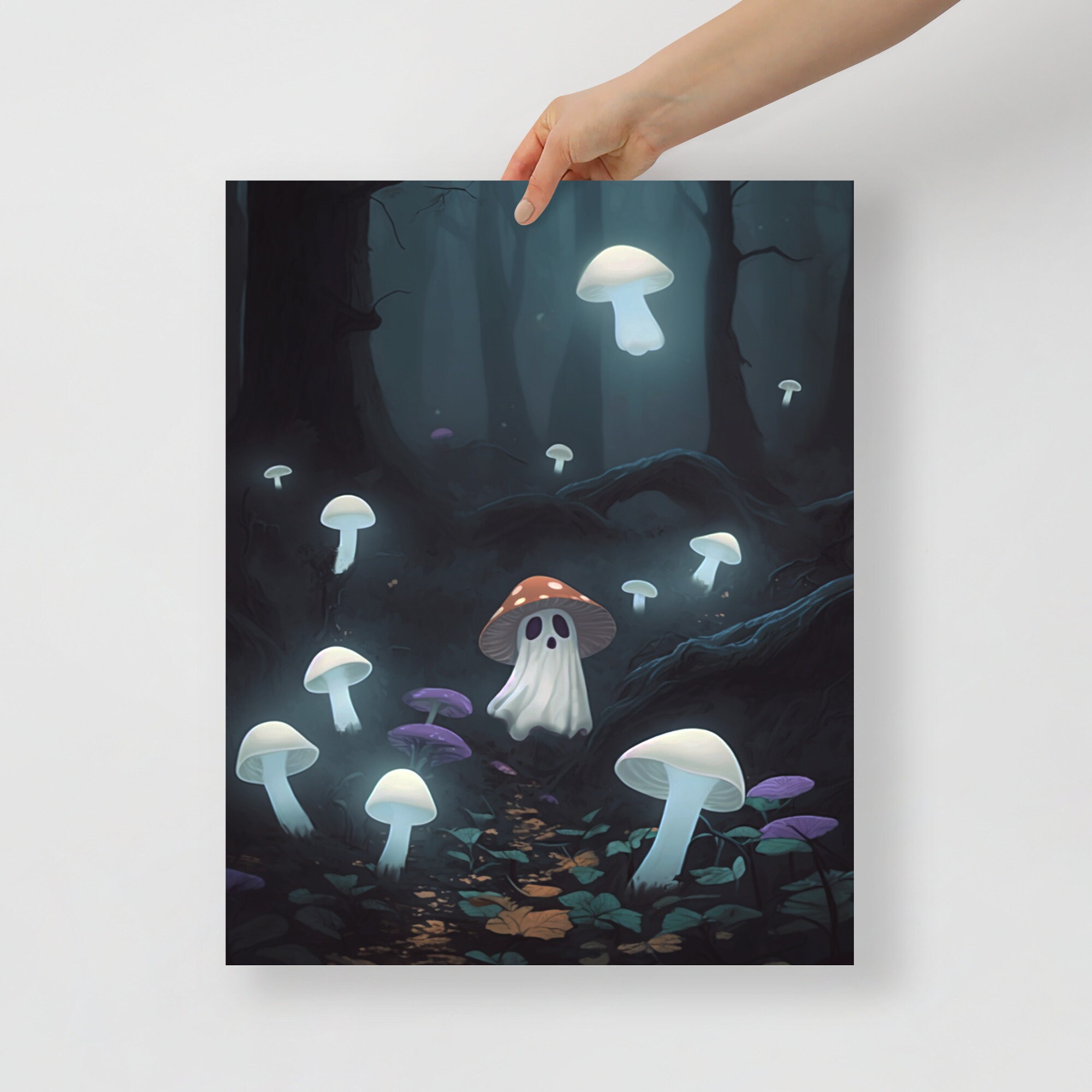 Ghost & Mushrooms Forest Poster Ghost Print Ghost Wall Art - Etsy