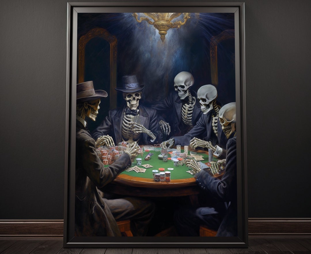 Skeletons Playing Poker Poster, Skeleton Wall Art, Skeleton Art Print ...