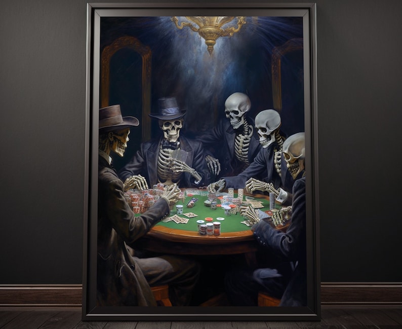 Skeletons Playing Poker Poster, Skeleton Wall Art, Skeleton Art Print ...