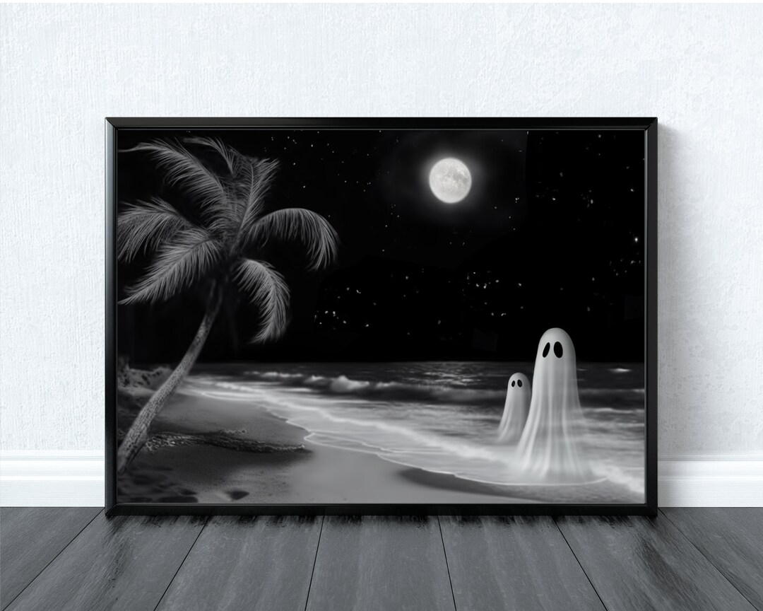 Beach Ghosts Poster Print, Ghost Wall Art, Ghost Lover Gift, Ghost ...