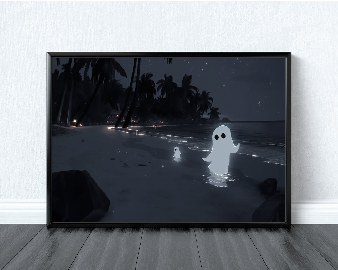 Beach Ghosts Poster Print, Ghost Wall Art, Ghost Lover Gift, Ghost ...
