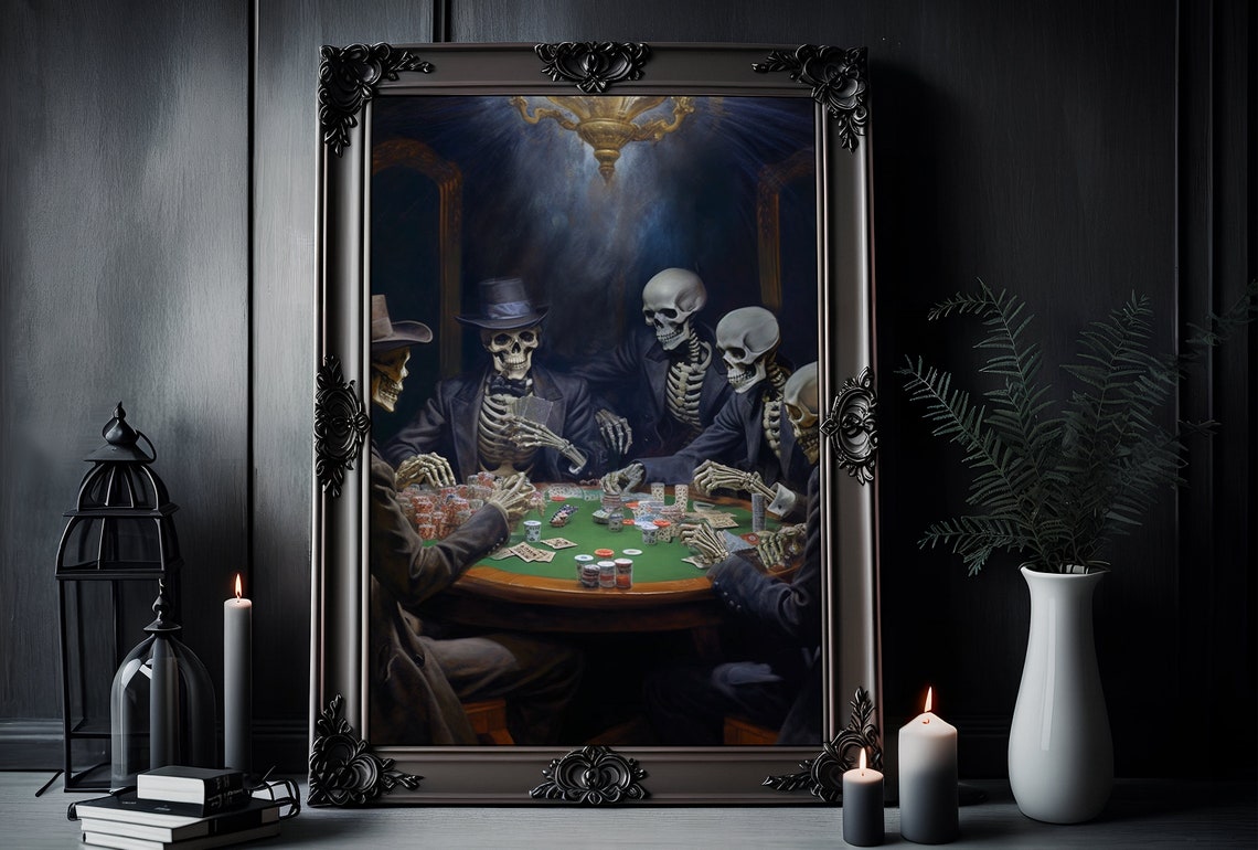 Skeletons Playing Poker Poster, Skeleton Wall Art, Skeleton Art Print ...