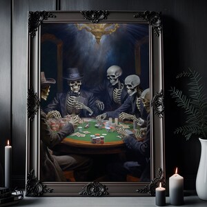 Skeletons Playing Poker Poster, Skeleton Wall Art, Skeleton Art Print ...