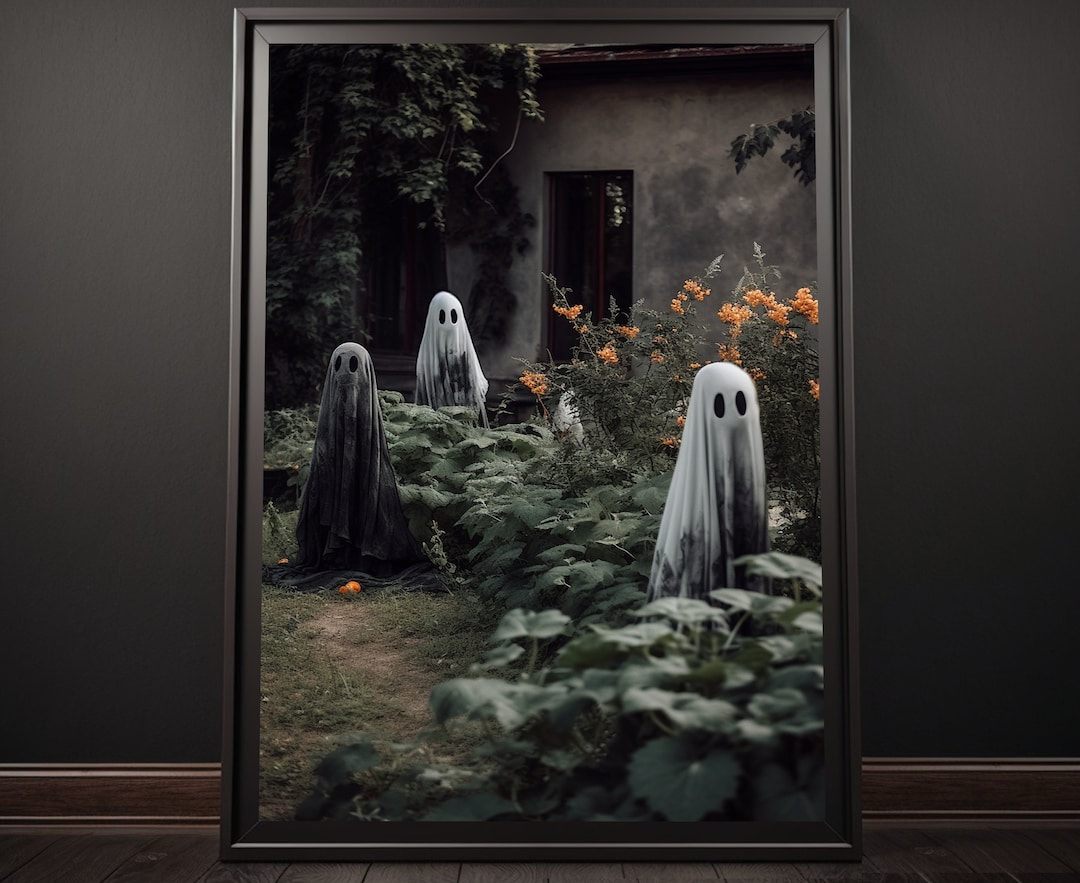 Ghosts in the Garden Poster, Ghost Print, Ghost Wall Art, Ghost Home ...
