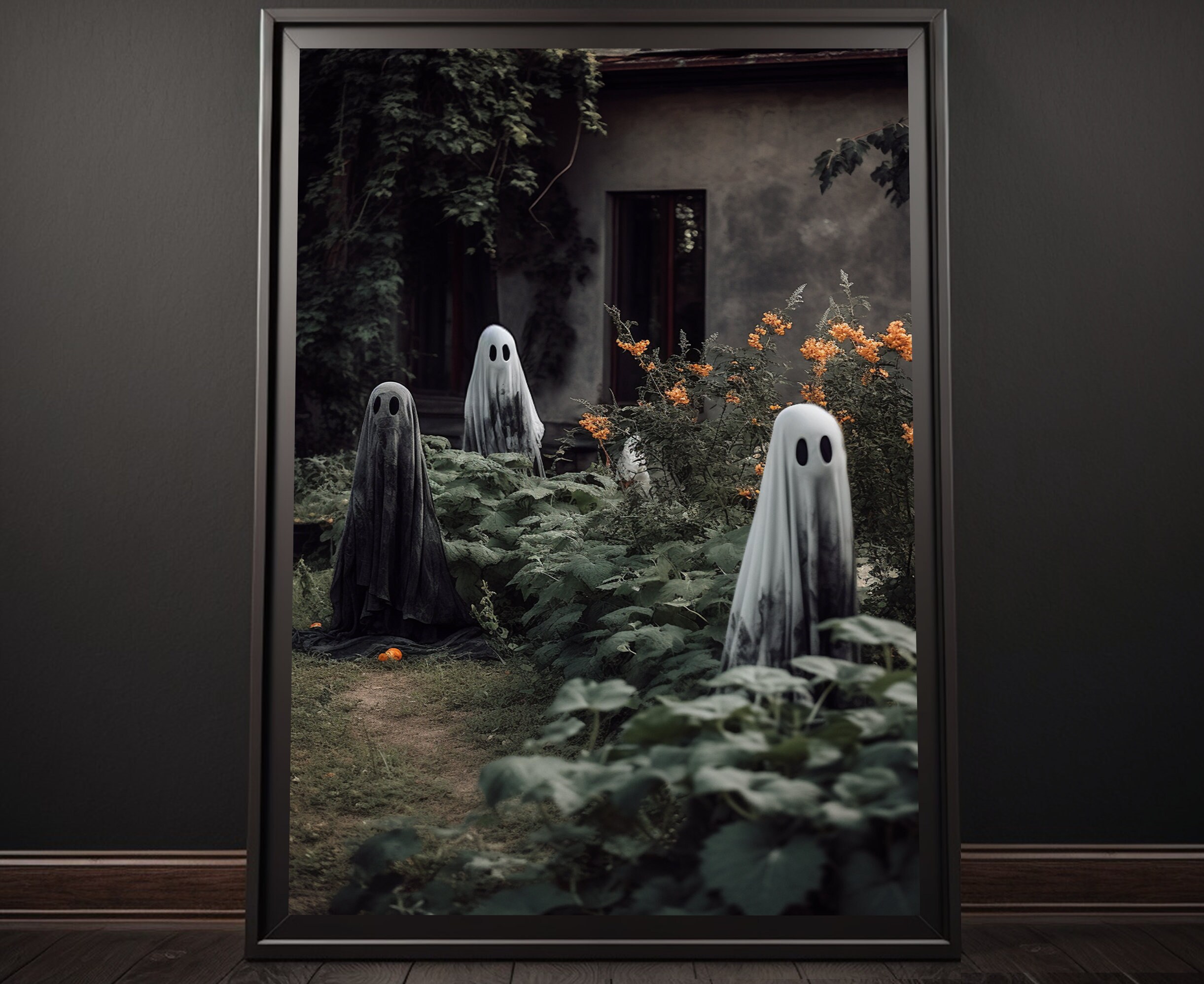 Ghosts in the Garden Poster, Ghost Print, Ghost Wall Art, Ghost Home ...