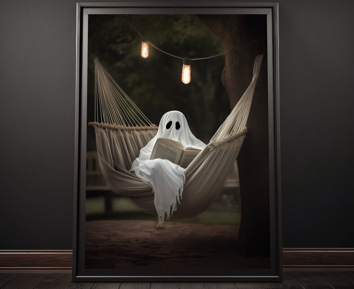 Ghost Reading Poster, Ghost Print, Ghost Wall Art, Ghost Home Décor ...