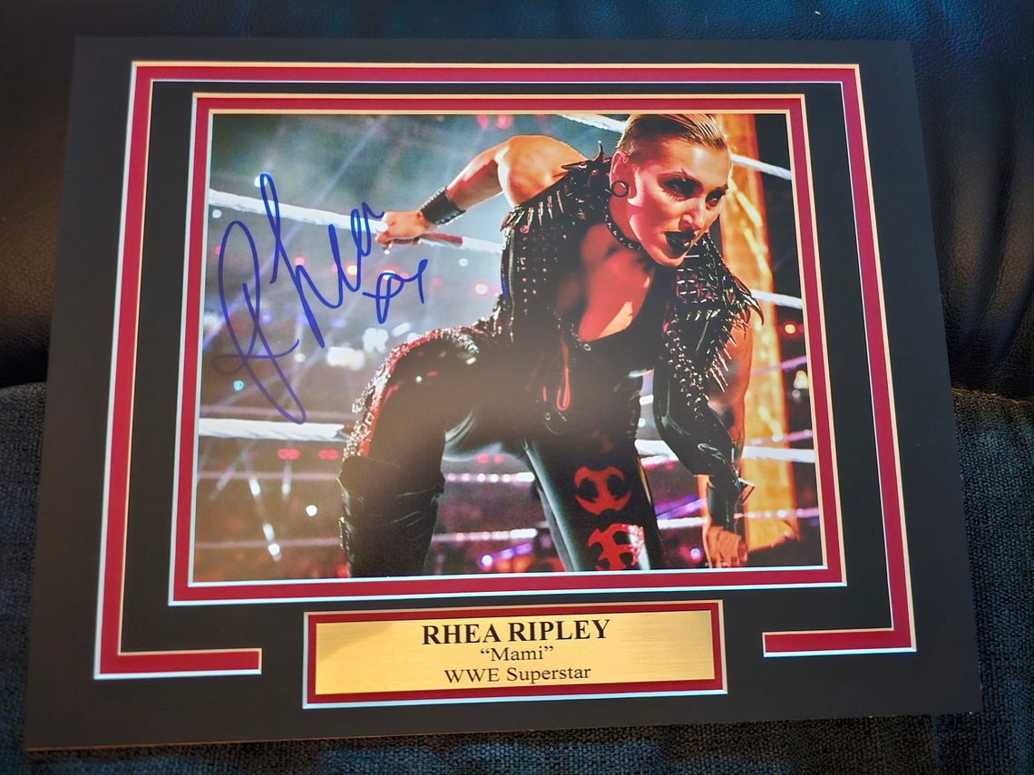 WWE NXT Rhea Ripley Autographed Photo With Double Mat and Name Plate - Etsy