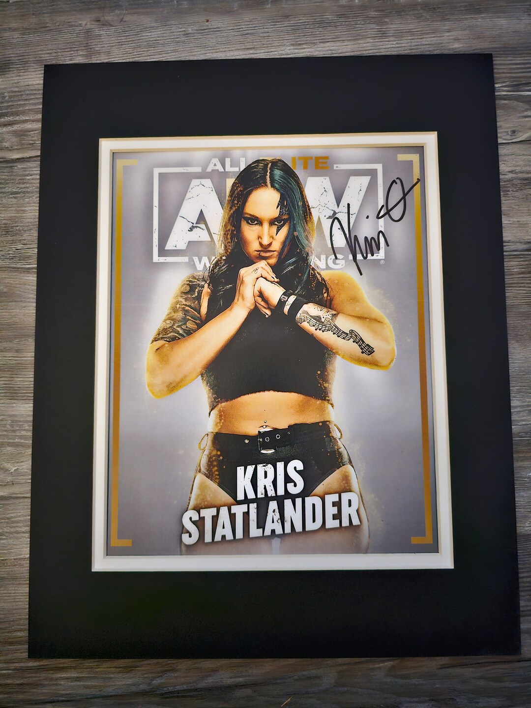 AEW KRIS STATLANDER Autographed Photo With Double Mat Signed - Etsy