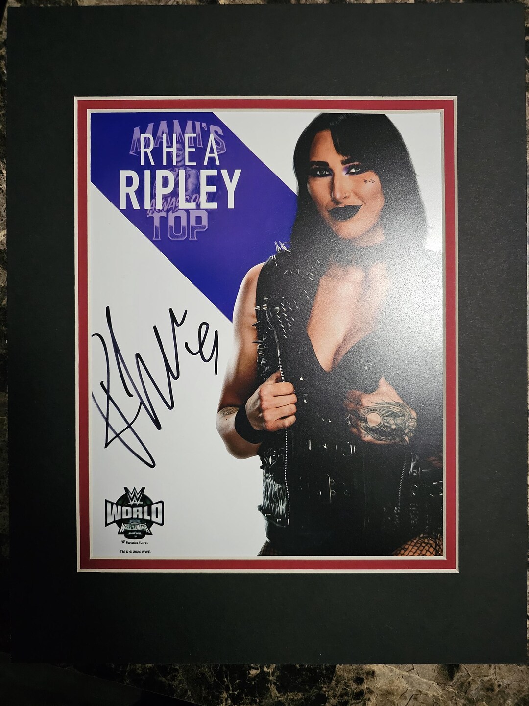 WWE NXT Rhea Ripley Autographed Photo With Double Mat and Name Plate - Etsy