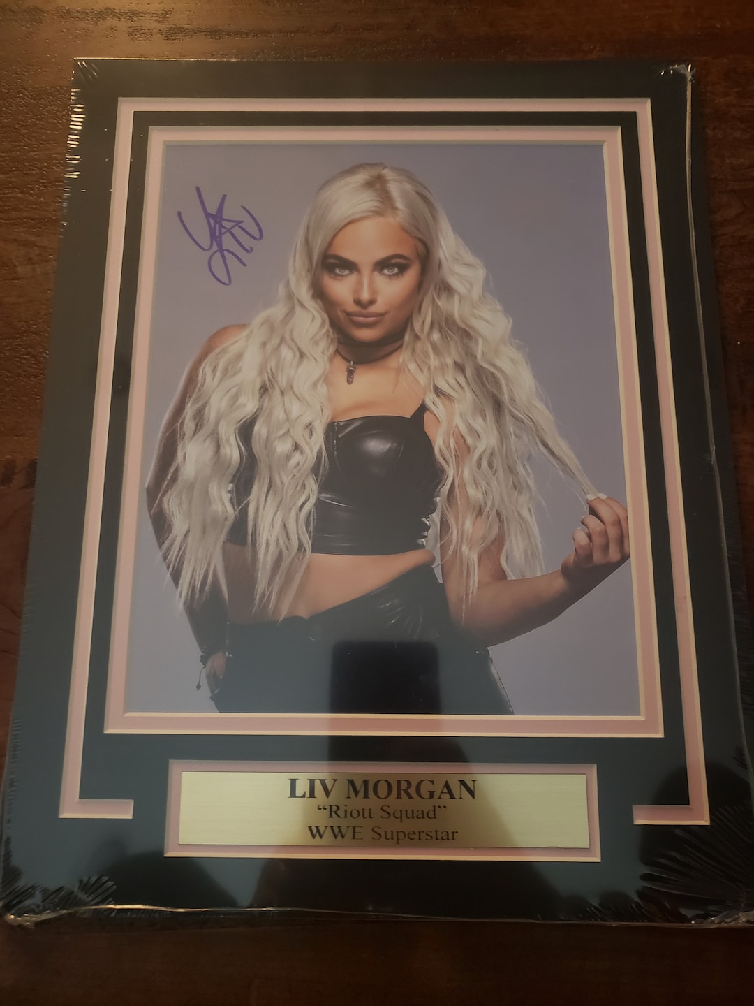 WWE LIV MORGAN Autographed Photo With Double Mat and Name Plate - Etsy