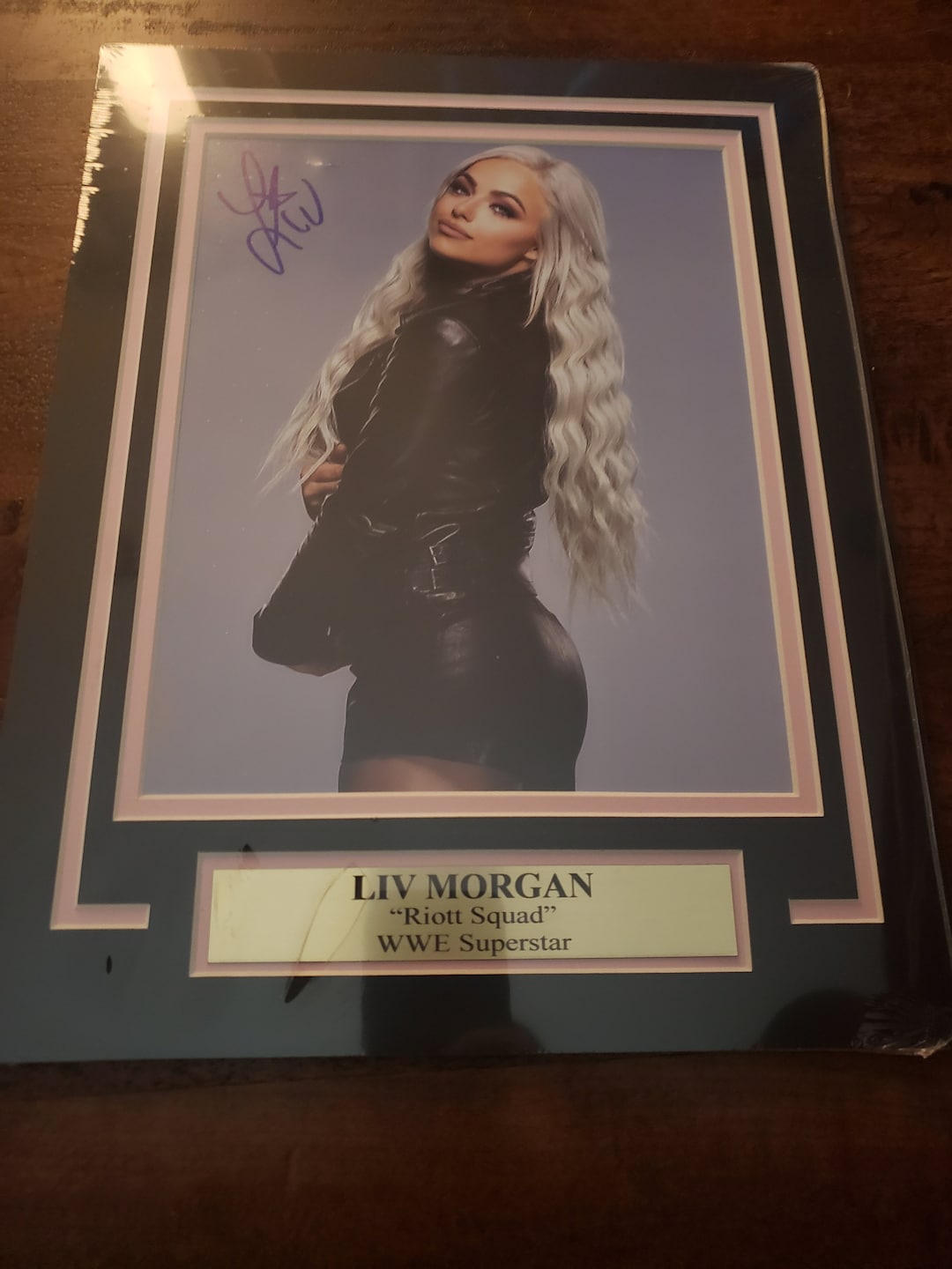 WWE LIV MORGAN Autographed Photo With Double Mat and Name Plate - Etsy