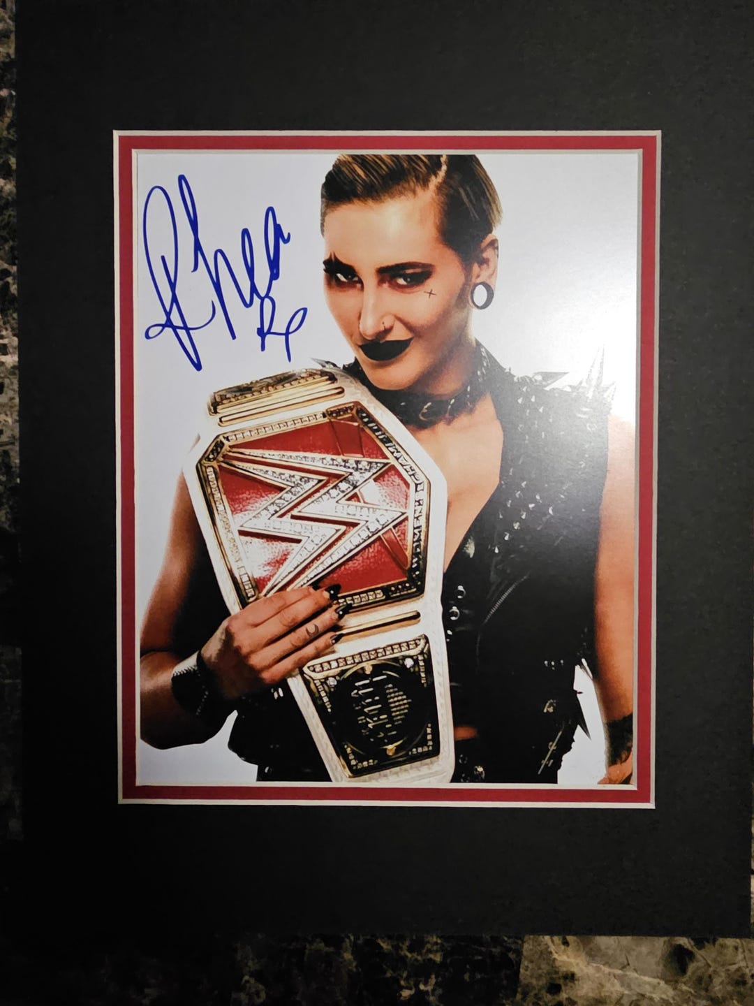 WWE NXT Rhea Ripley Autographed Photo With Double Mat and Name Plate - Etsy