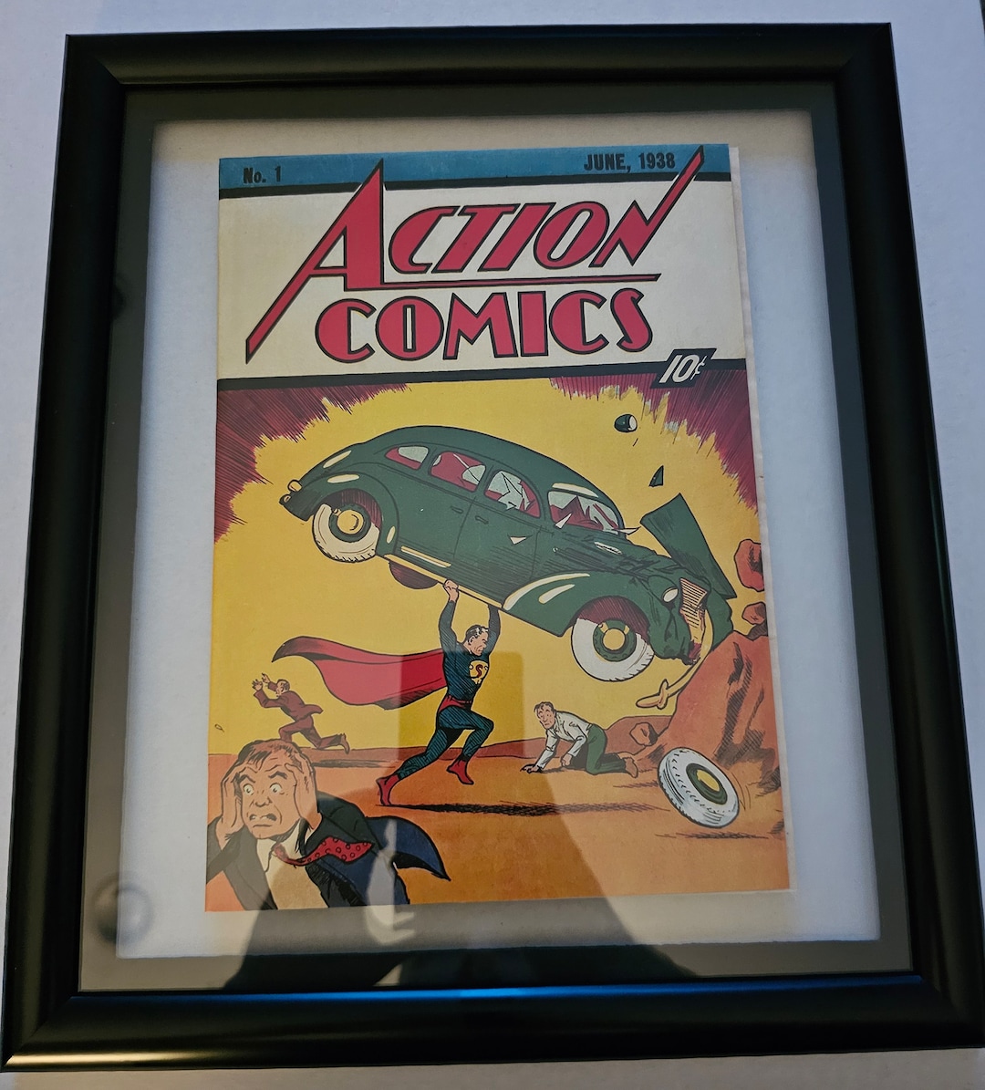 ACTION COMICS #1 1st Superman Facsimile Reprint Comic Book Framed - Etsy