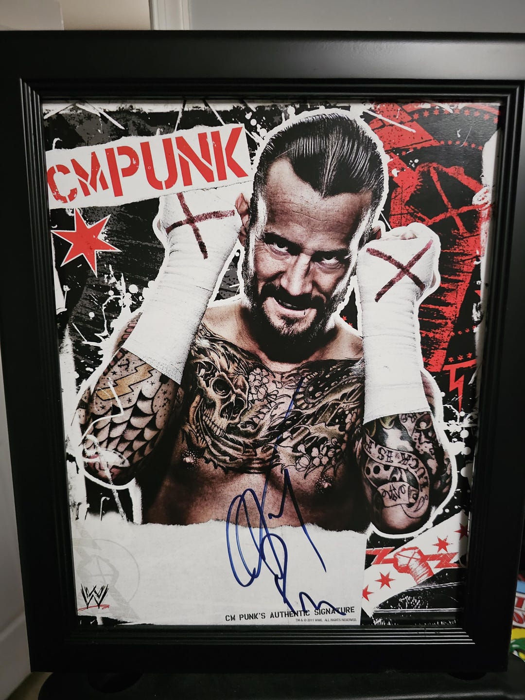 WWE CM PUNK Autographed Photo 11x14 Framed - Etsy