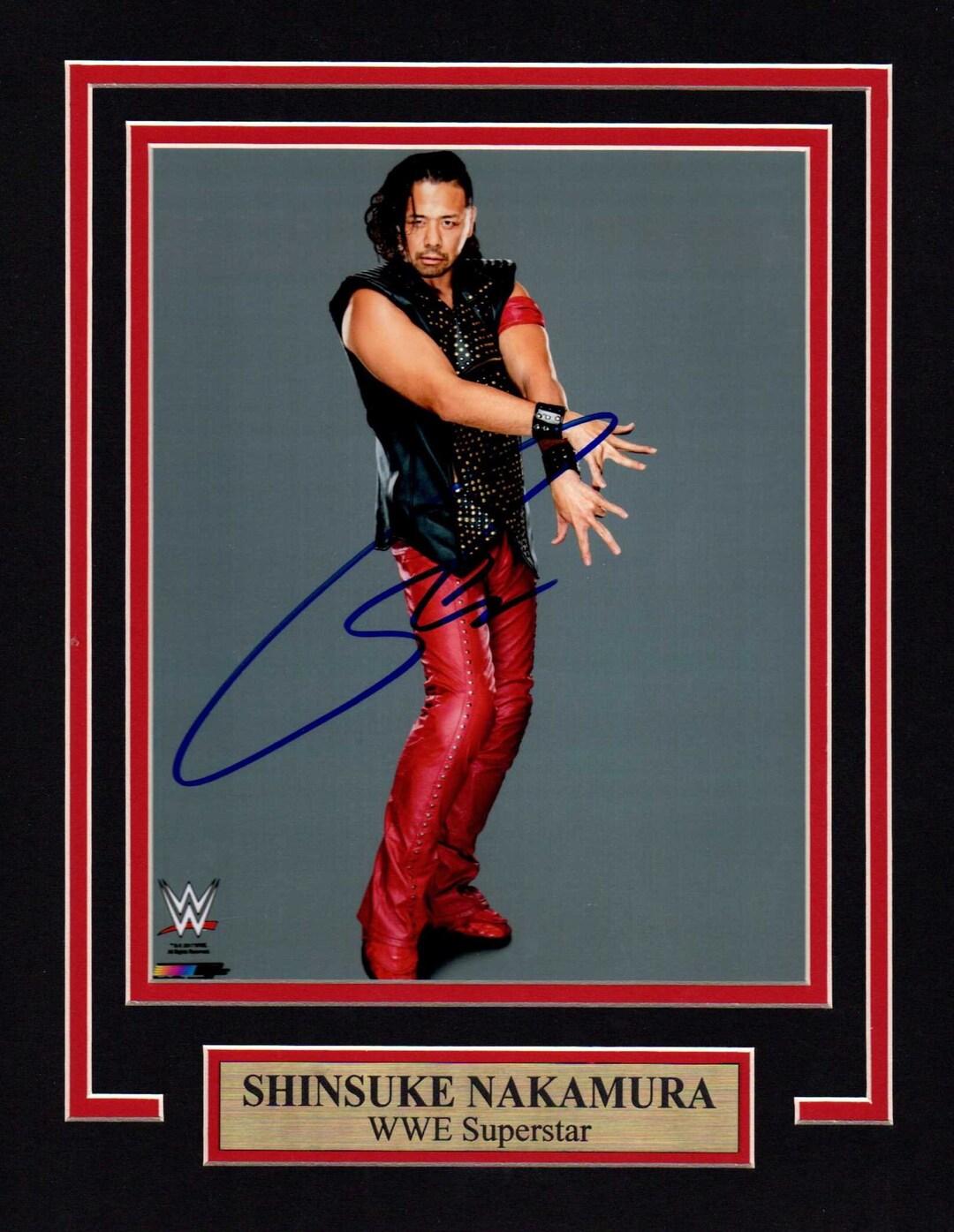 WWE SHINSUKE NAKAMURA Autographed Photo With Double Mat and Name Plate - Etsy