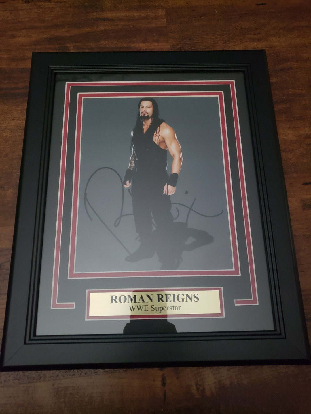 WWE ROMAN REIGNS Autographed Framed Photo With Double Mat and Name ...