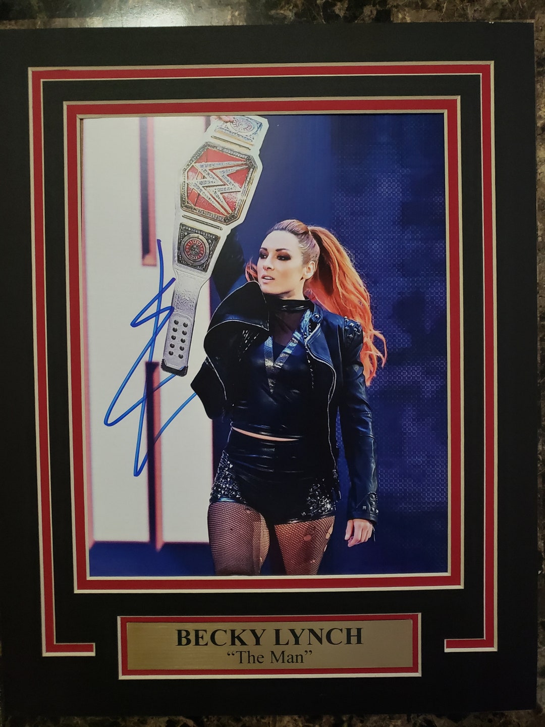 WWE BECKY LYNCH Autographed Photo With Double Mat and Name Plate - Etsy