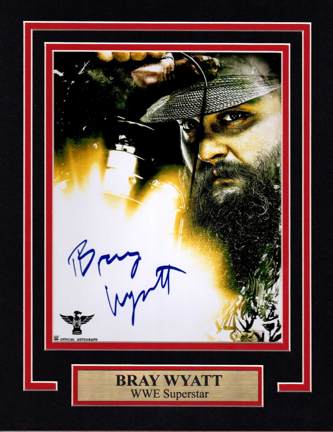 WWE BRAY WYATT Autographed Photo With Double Mat and Name Plate - Etsy