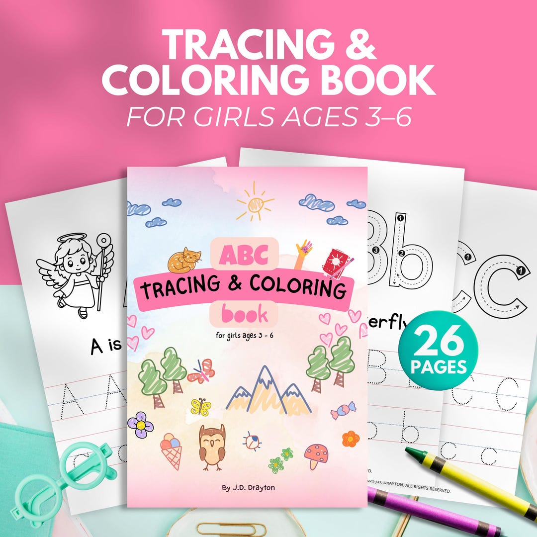 A to Z Tracing & Coloring Book for Girls Ages 3 - 6 | Preschool ...