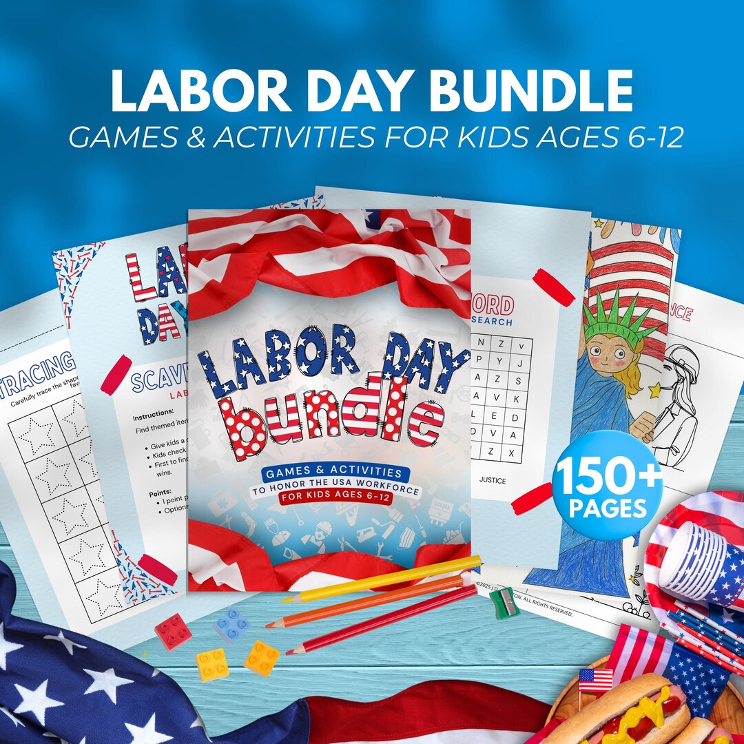 Labor Day Kids Games & Activities Printable | 150+ Pages | Bingo ...