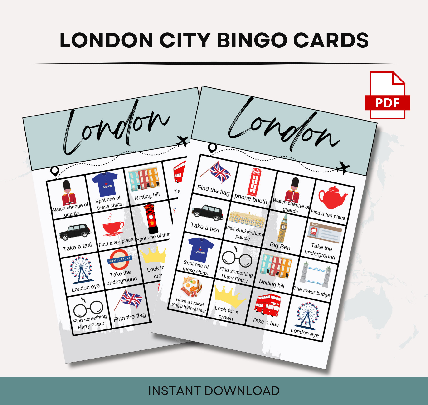 London City Bingo Cards. Travel Game London. Travel Bingo Cards. London ...