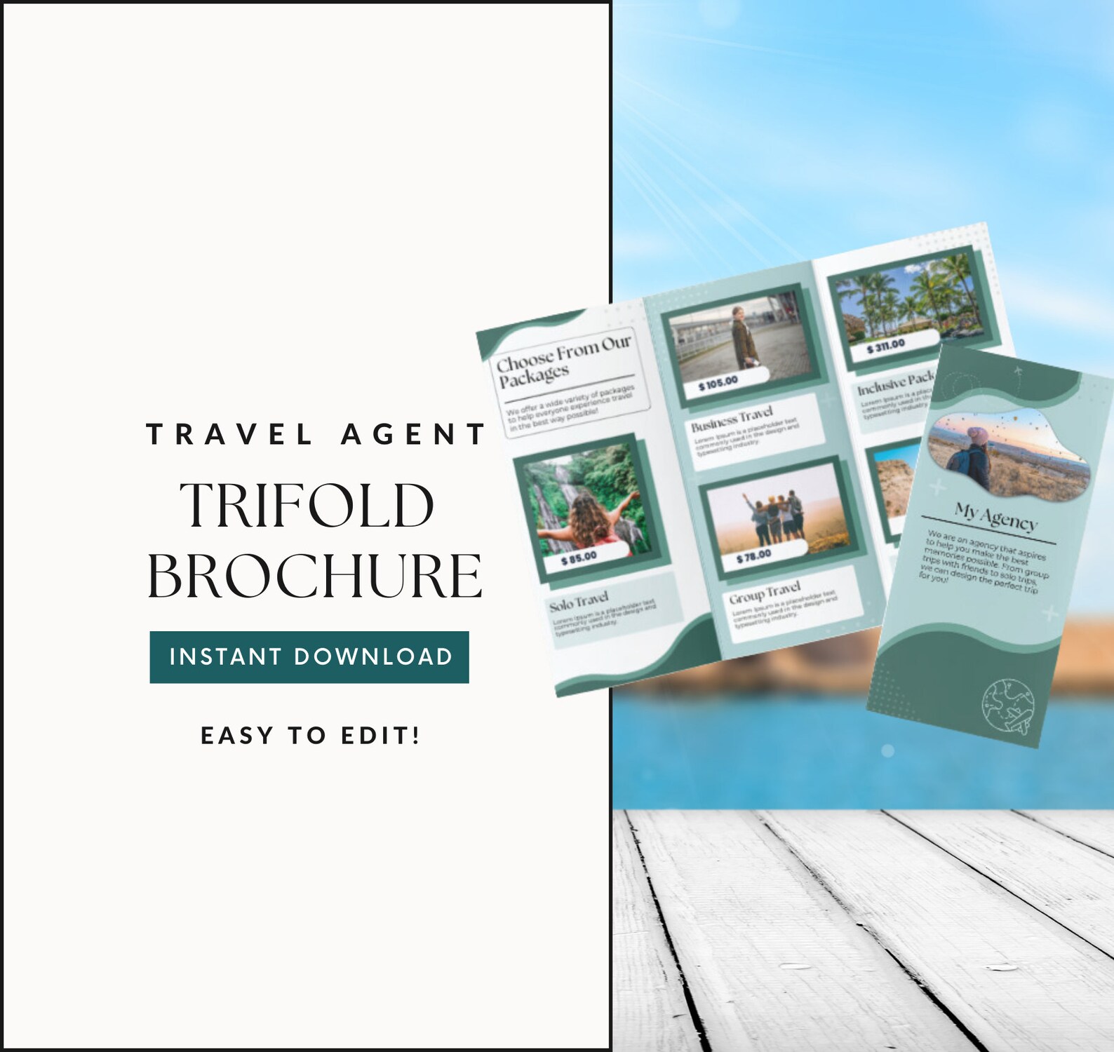 Travel Agent Brochure Tri Fold Brochure Travel Advisor Travel Agent ...