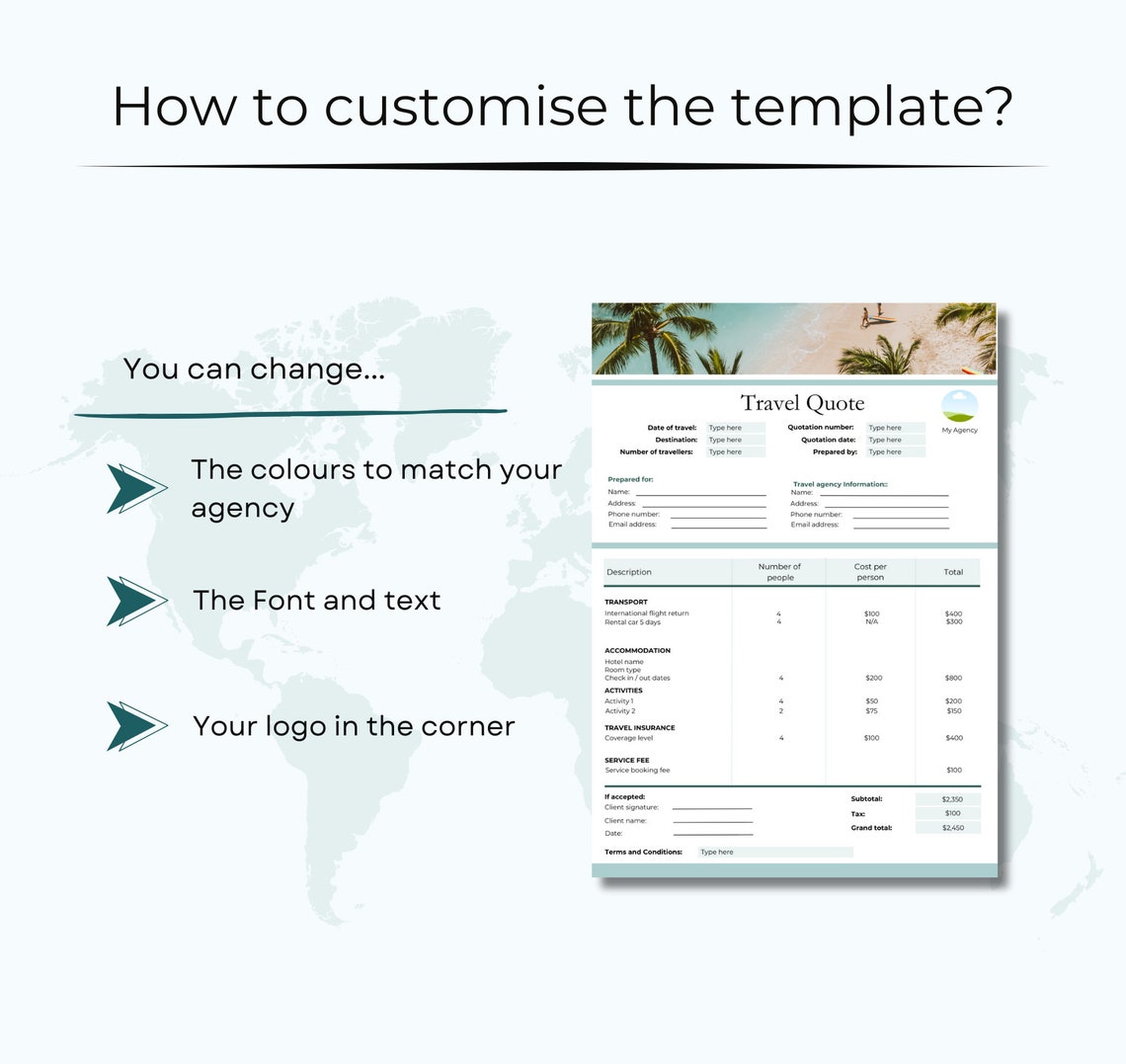 Travel Agent Quote Template. Travel Agent Template. Inquiry Template ...