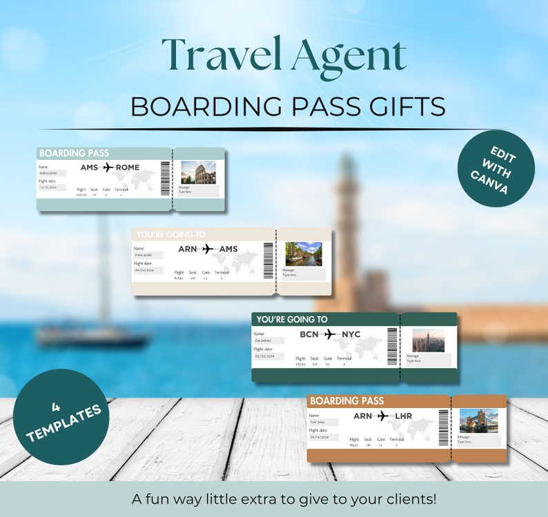 Travel Agent Boarding Pass Template, Present for Clients, Small ...