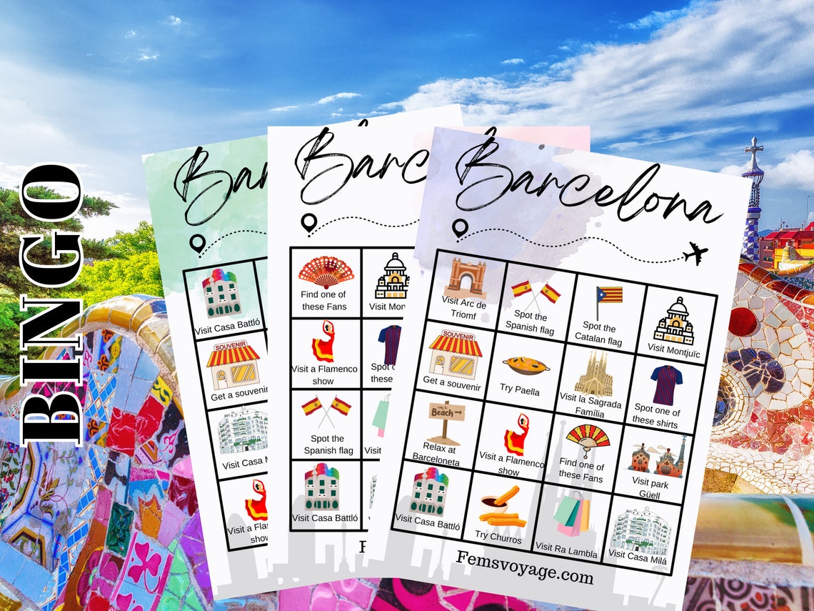 Barcelona City Travel Scavenger Hunt Cards, 3 Variations. Travel Games ...