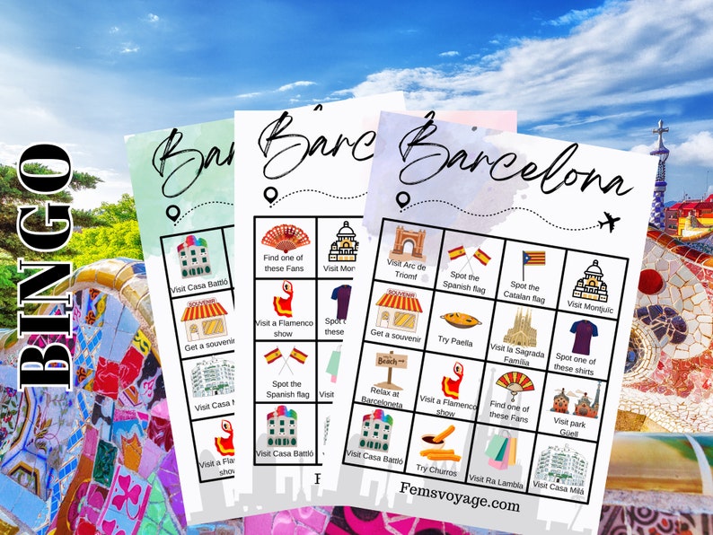 Barcelona City Travel Scavenger Hunt Cards, 3 Variations. Travel Games ...