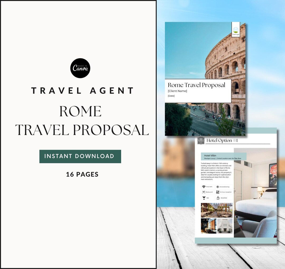 Editable Rome Travel Proposal Template | Canva Travel Agent Template ...