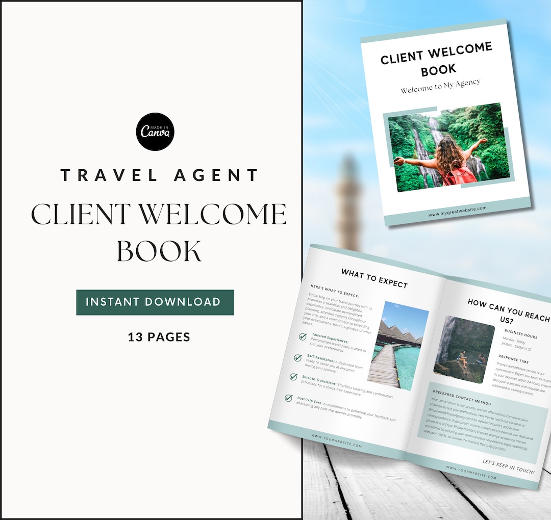 Travel Agent Client Welcome Book Onboarding Book Travel Advisor Small ...
