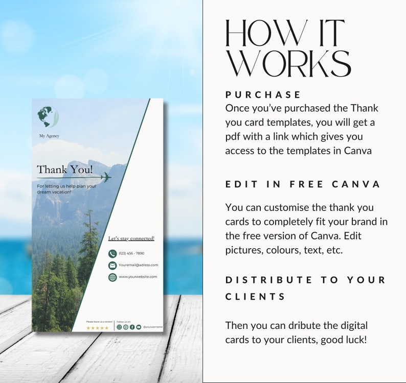 Digital Thank You Cards Travel Agent Travel Agent Templates Travel ...