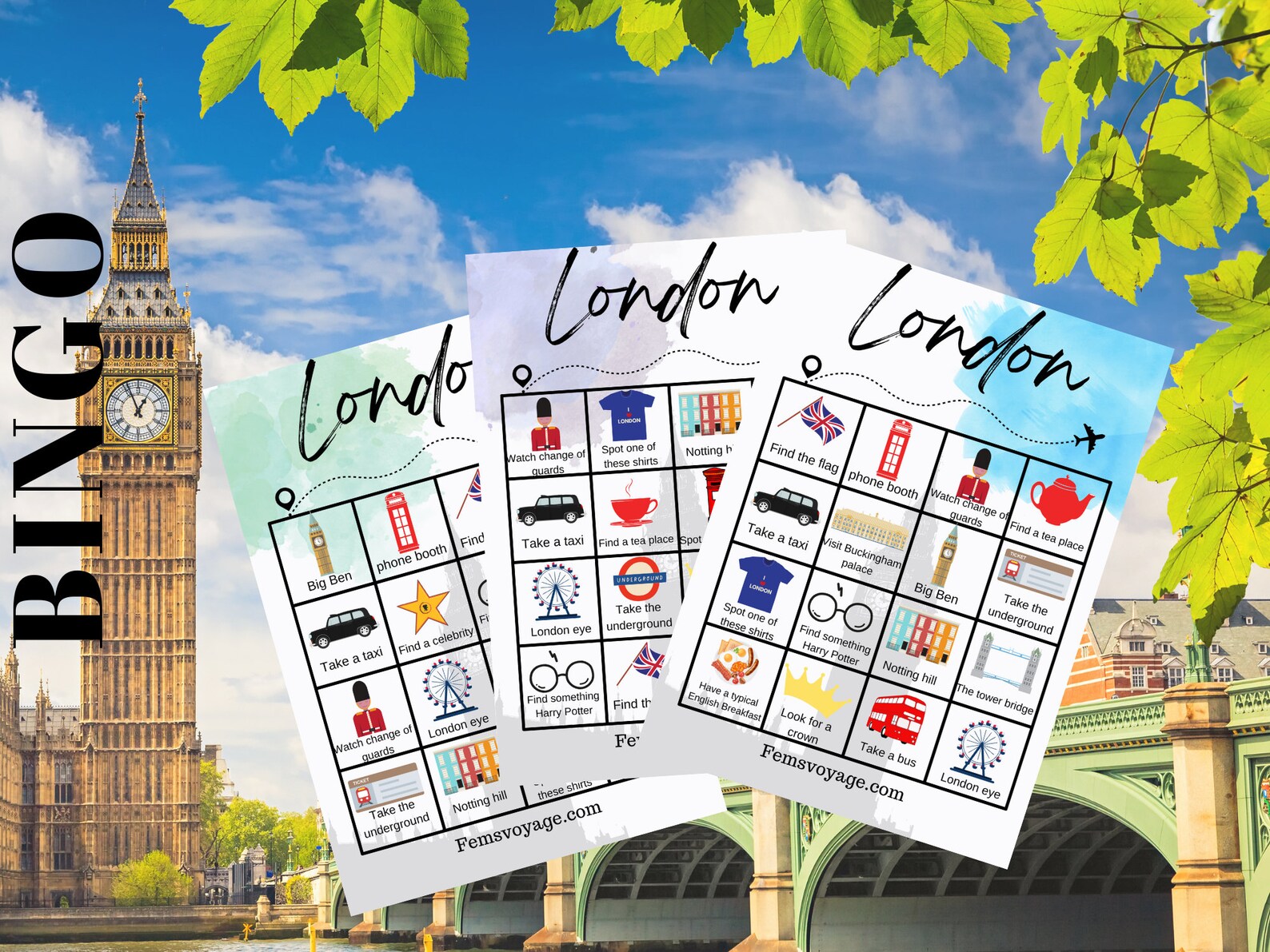 London City Travel Scavenger Hunt Cards, 3 Variations. London Travel ...