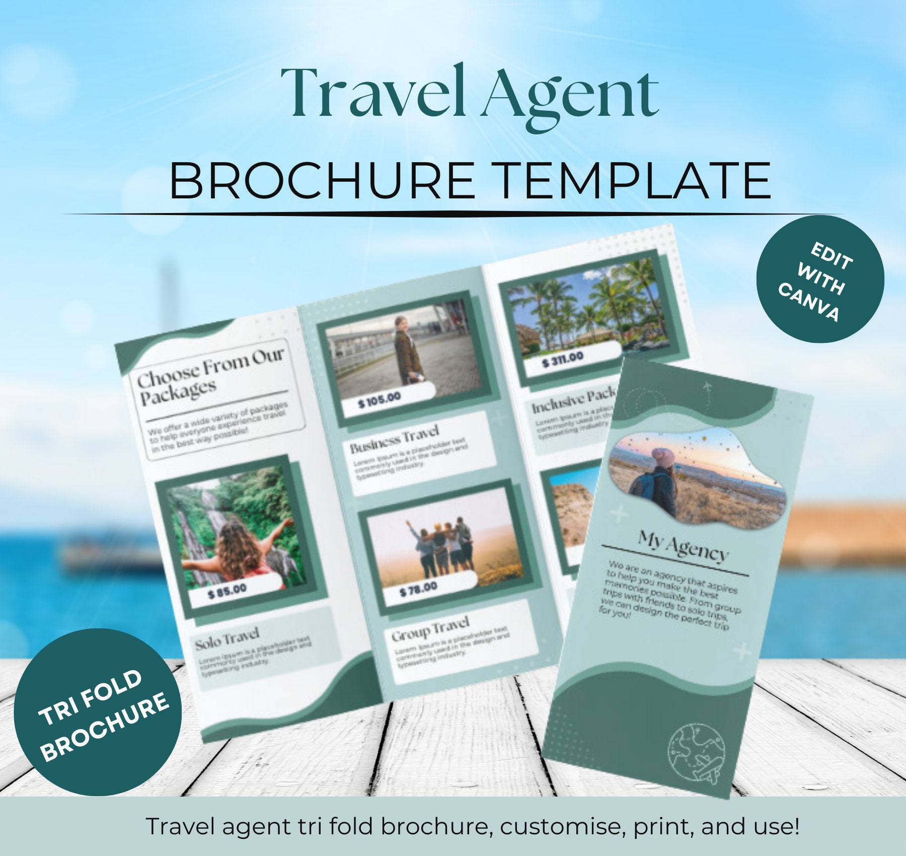 Travel Agent Brochure, Tri Fold Brochure Travel Advisor, Travel Agent ...