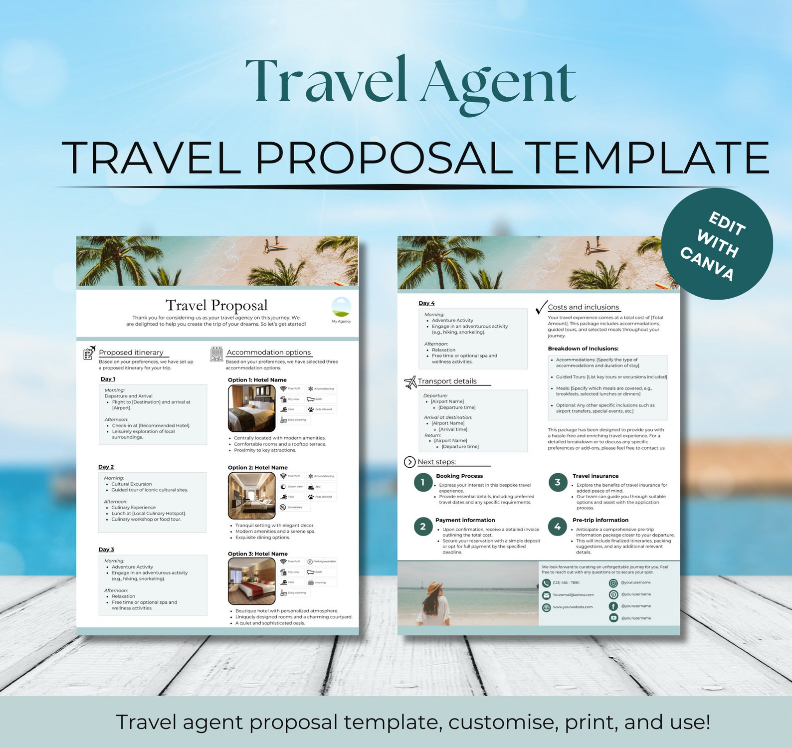 Travel Agent Proposal Template, Travel Advisor Marketing Forms, New ...
