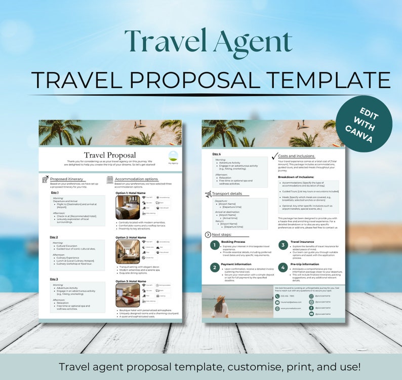Travel Agent Proposal Template, Travel Advisor Marketing Forms, New ...